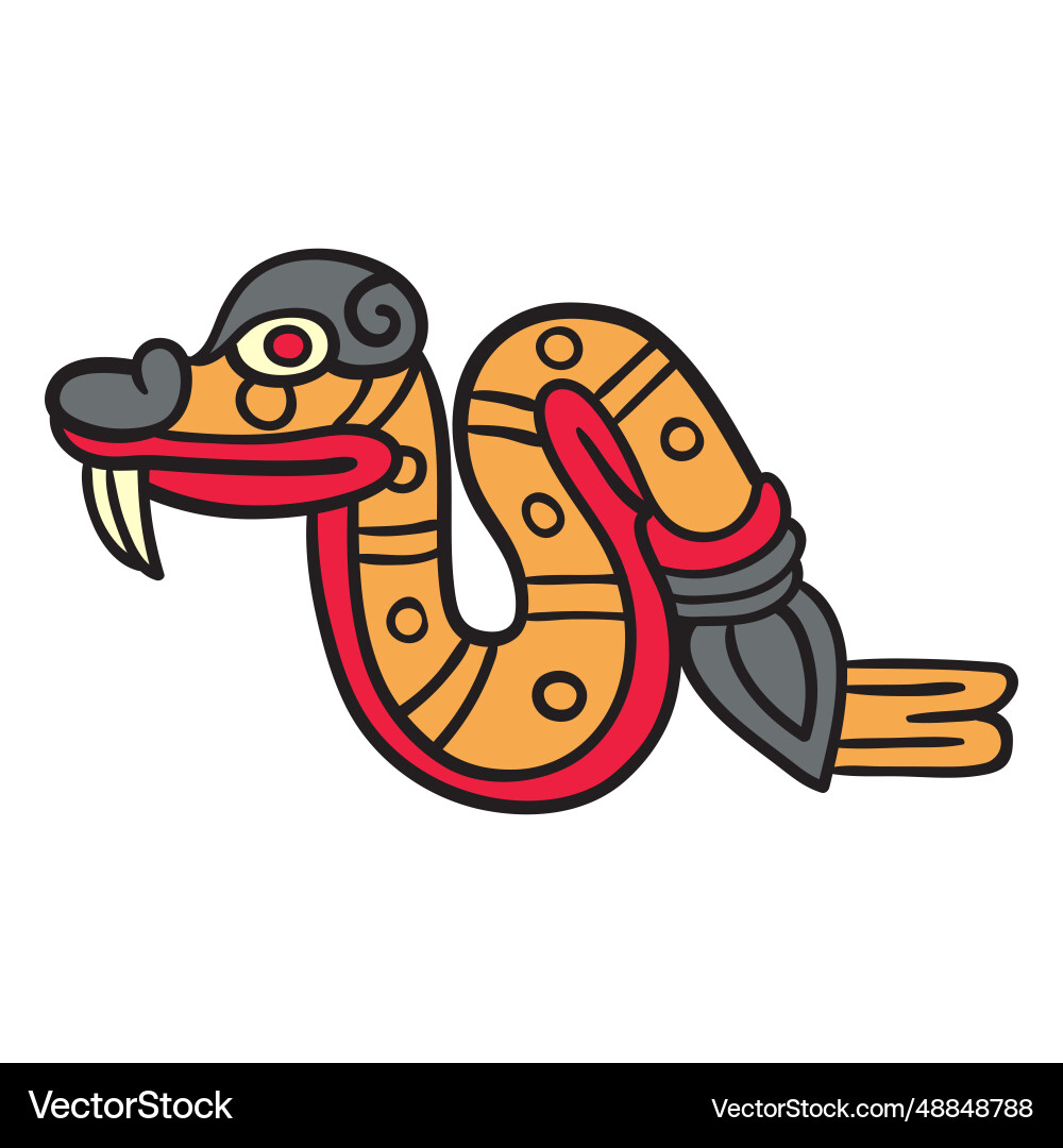 Flat aztec snake color Royalty Free Vector Image
