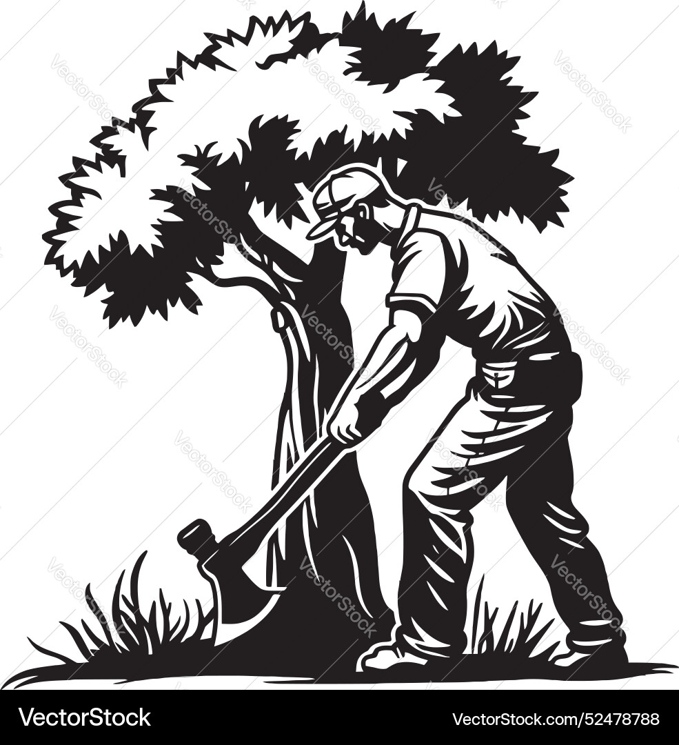 Forest fury logo design tree felling expert icon Vector Image