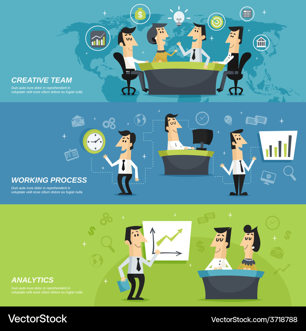 Office staff employees horizontal banners Vector Image