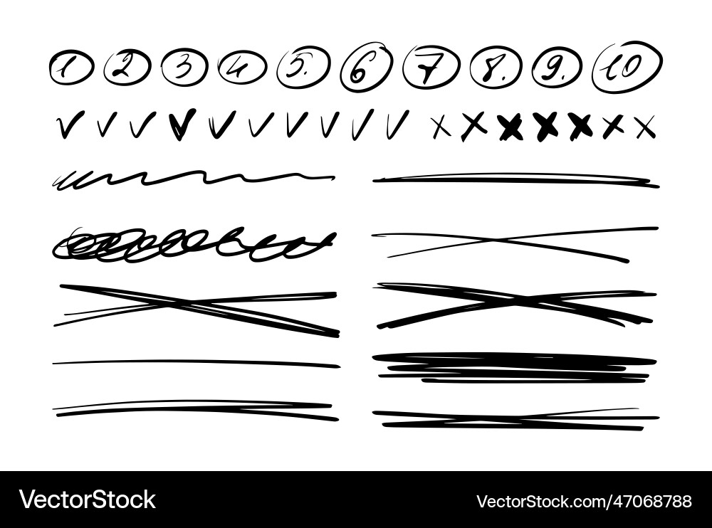 Set of underline lines scribbles with pen marker Vector Image