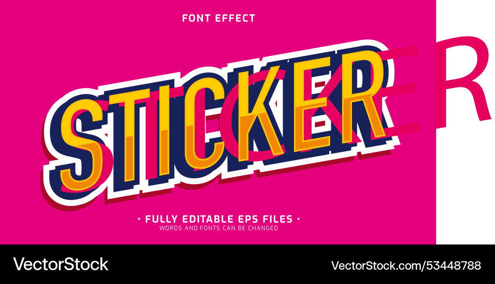 Simple and minimalists sticker style text effect Vector Image