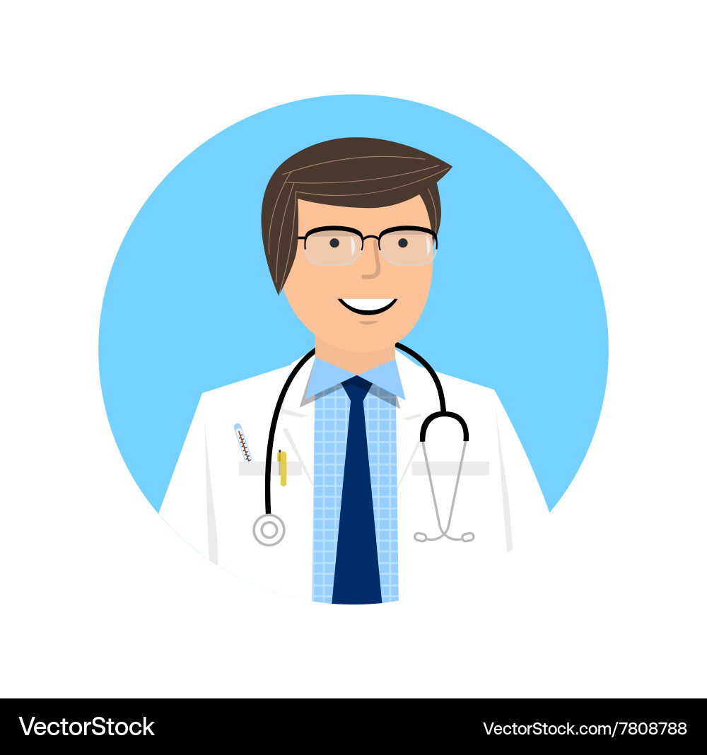 Smart doctor character design icon Royalty Free Vector Image