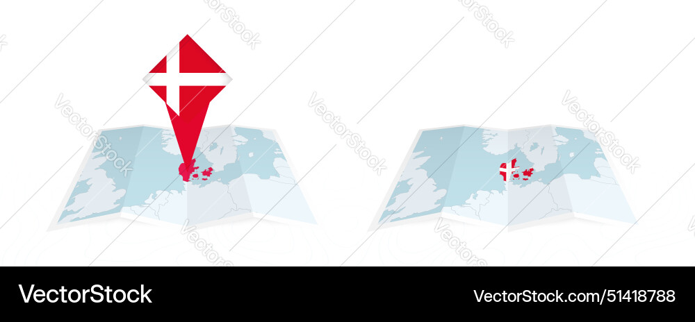 Two versions of an denmark folded map one with a Vector Image