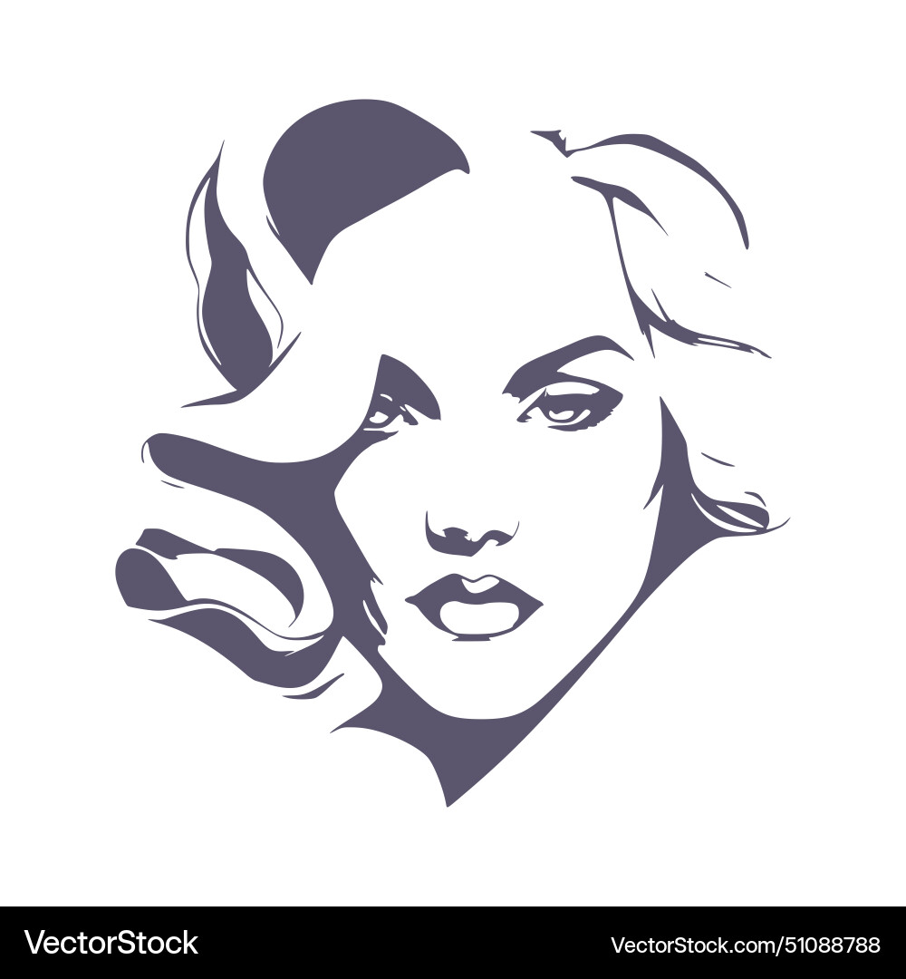 Young woman face front view in low key style Vector Image