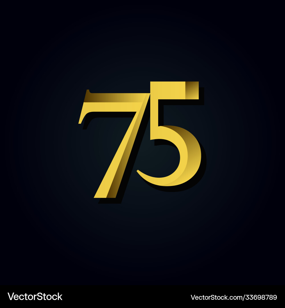 75th Anniversary Gold Number Celebration Vector Image