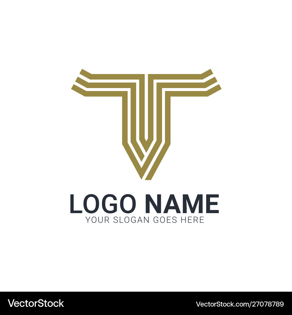 Abstract golden bull head logo design Royalty Free Vector