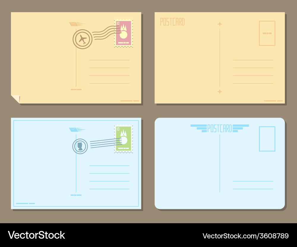 Flat design of 4 postcards Royalty Free Vector Image