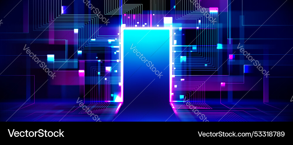 Future door background digital futuristic light Vector Image