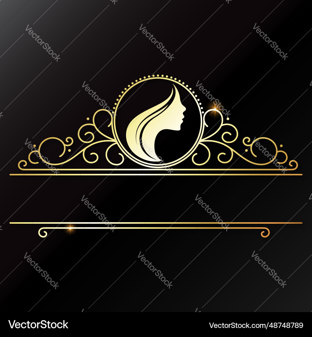 Gold frame with pattern for beauty salon design Vector Image