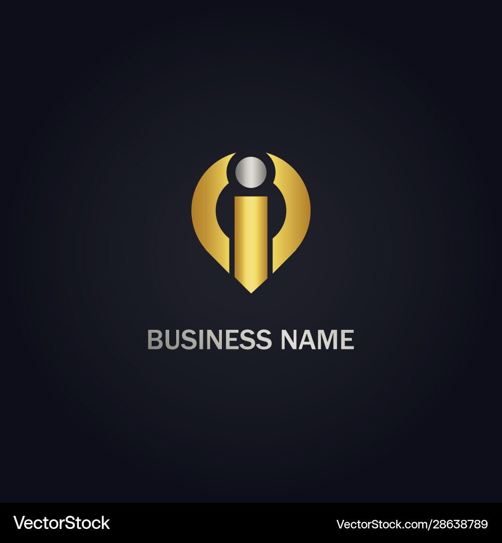 Gold Pin Initial Logo Royalty Free Vector Image