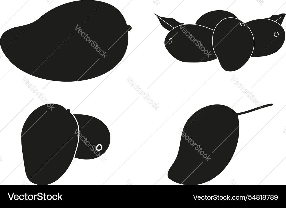 Mango silhouette icon set Royalty Free Vector Image