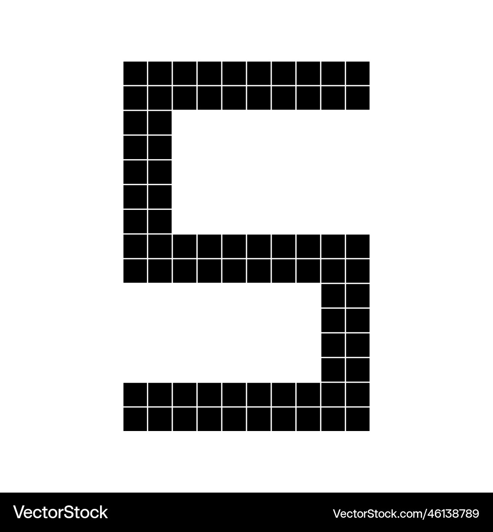 Number 5 five 3d cube pixel shape minecraft 8 bit Vector Image