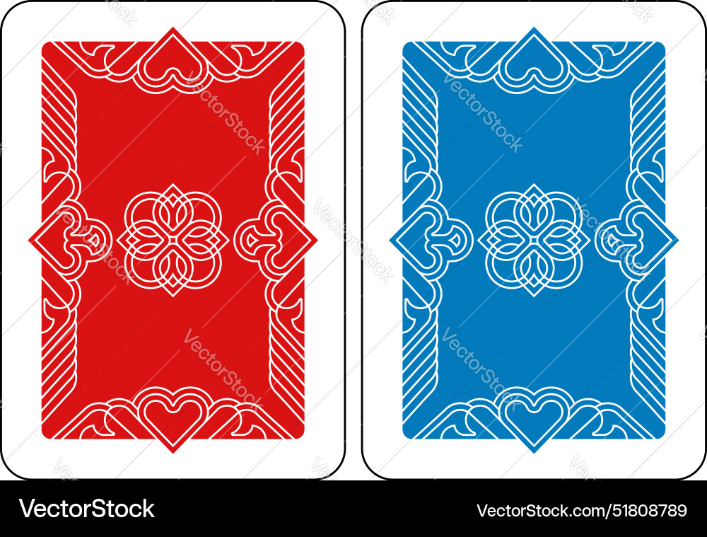 Playing card reverse back in red and blue Vector Image