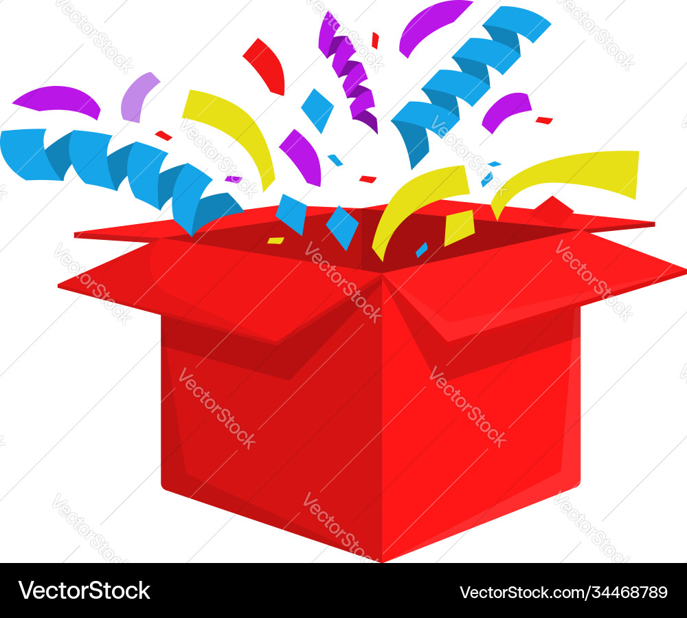 Red surprise box icon cartoon style Royalty Free Vector