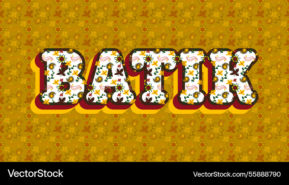 Batik 3d text effect design template Royalty Free Vector