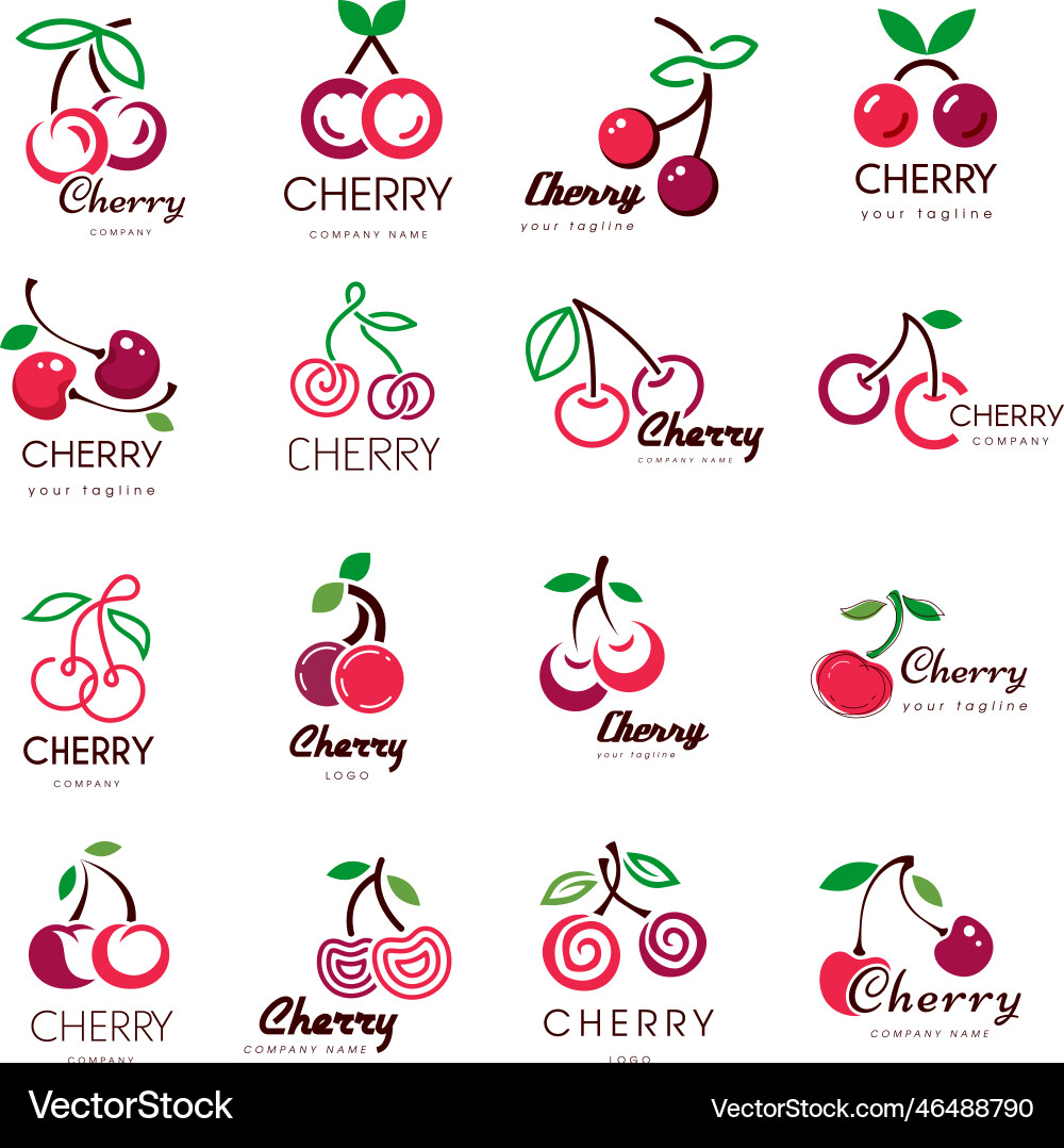 Cherry Fruit Logo Set - Fresh & Sweet Vector Image