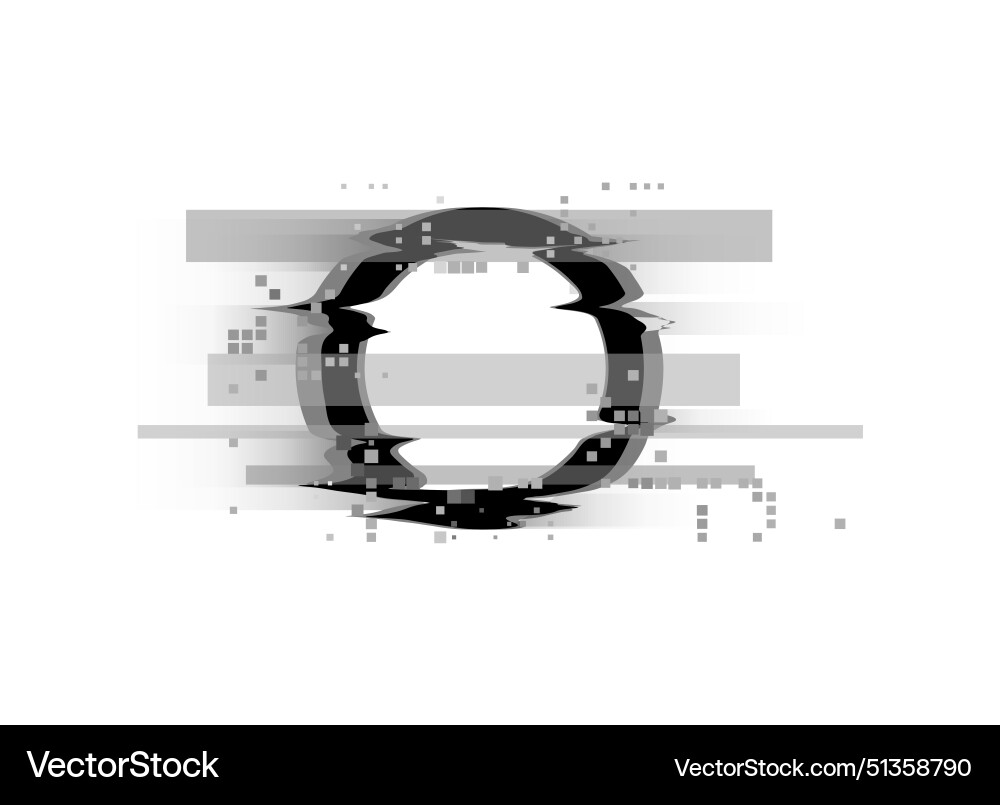 Glitch in black circle digital noise Royalty Free Vector