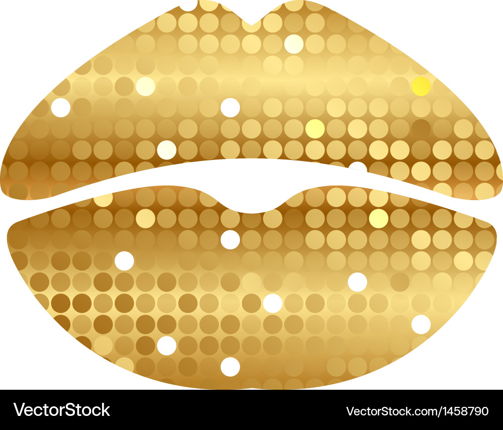 Gold shiny lips Royalty Free Vector Image - VectorStock