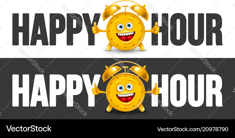Happy hour designs set Royalty Free Vector Image