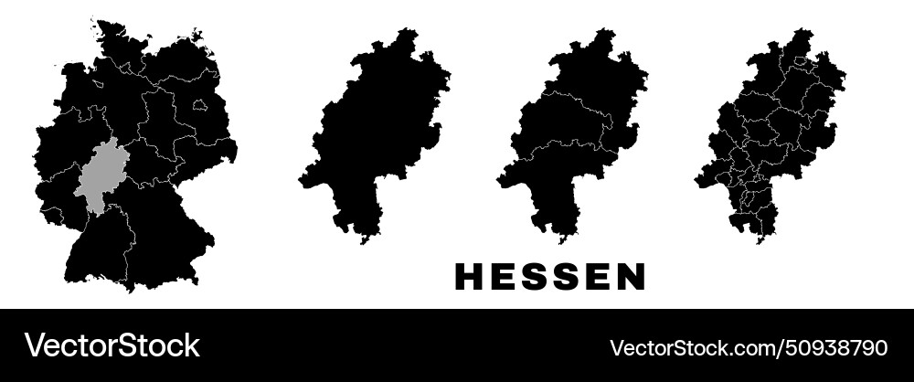 Hesse map german state germany administrative Vector Image