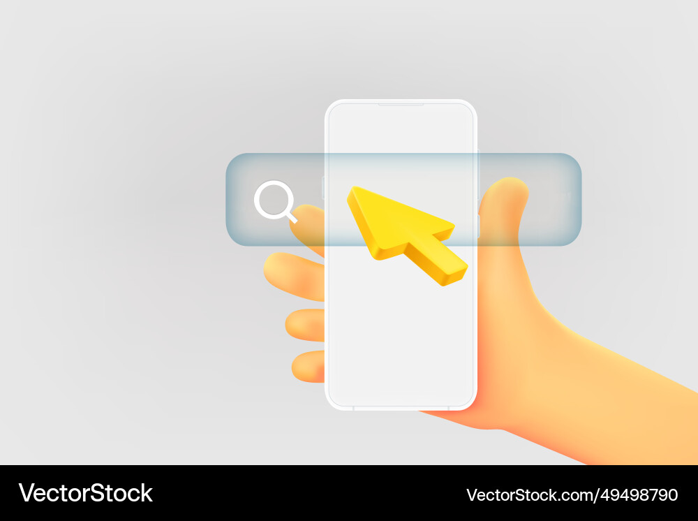Man holding mobile phone and searching Royalty Free Vector