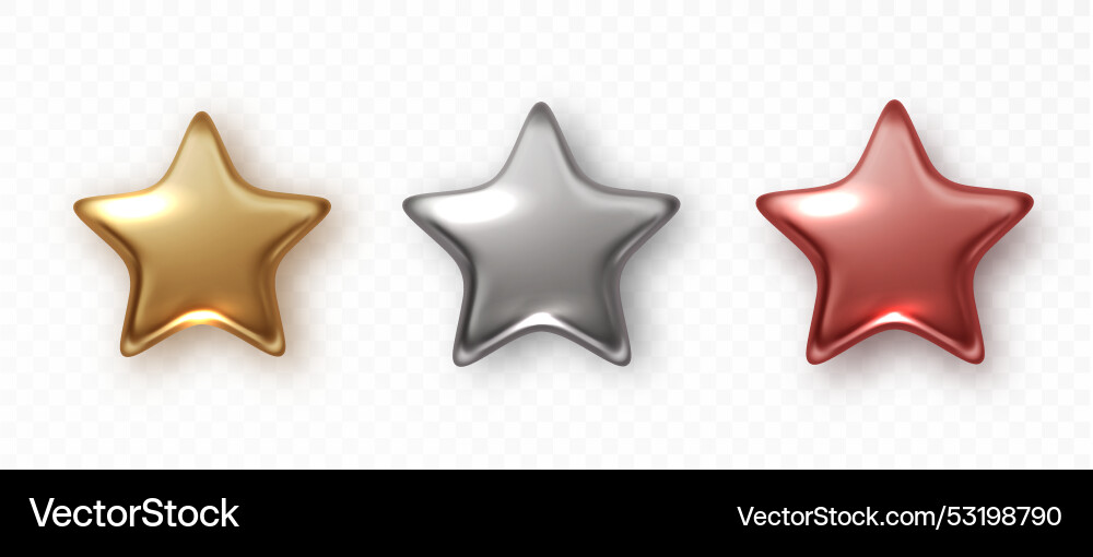 Metallic star isolated gold platinum silver Vector Image