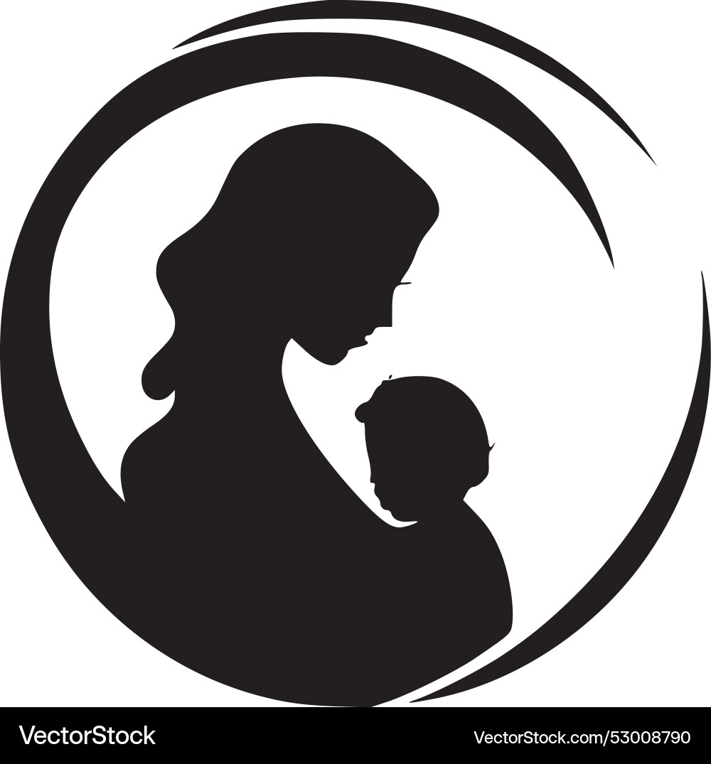 Mother - black and white Royalty Free Vector Image