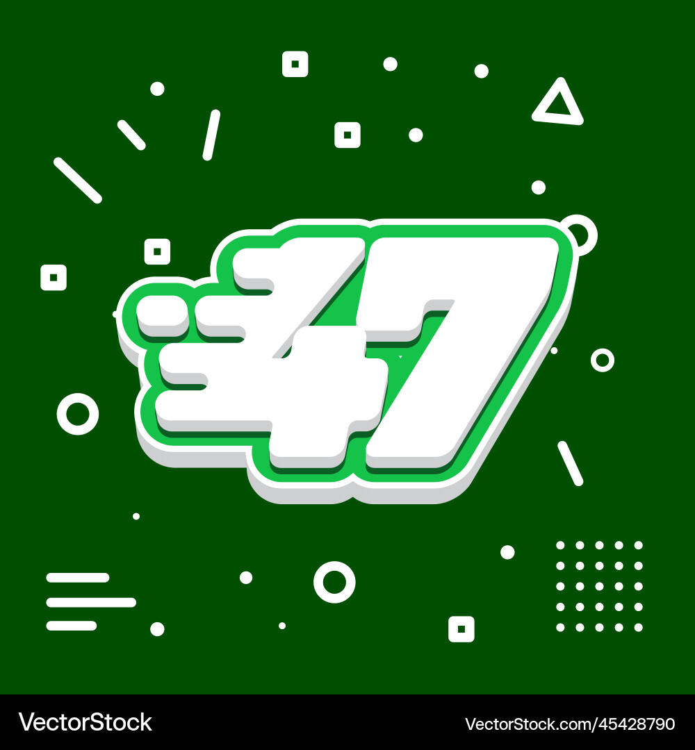 Number 47 3d speed icon Royalty Free Vector Image