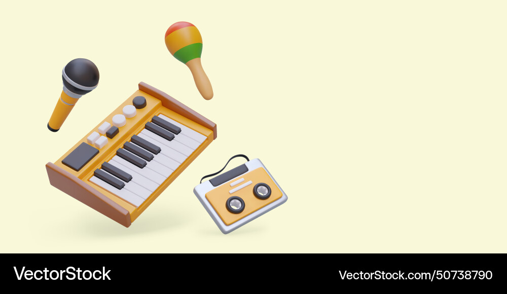 Set for karaoke realistic synthesizer microphone Vector Image