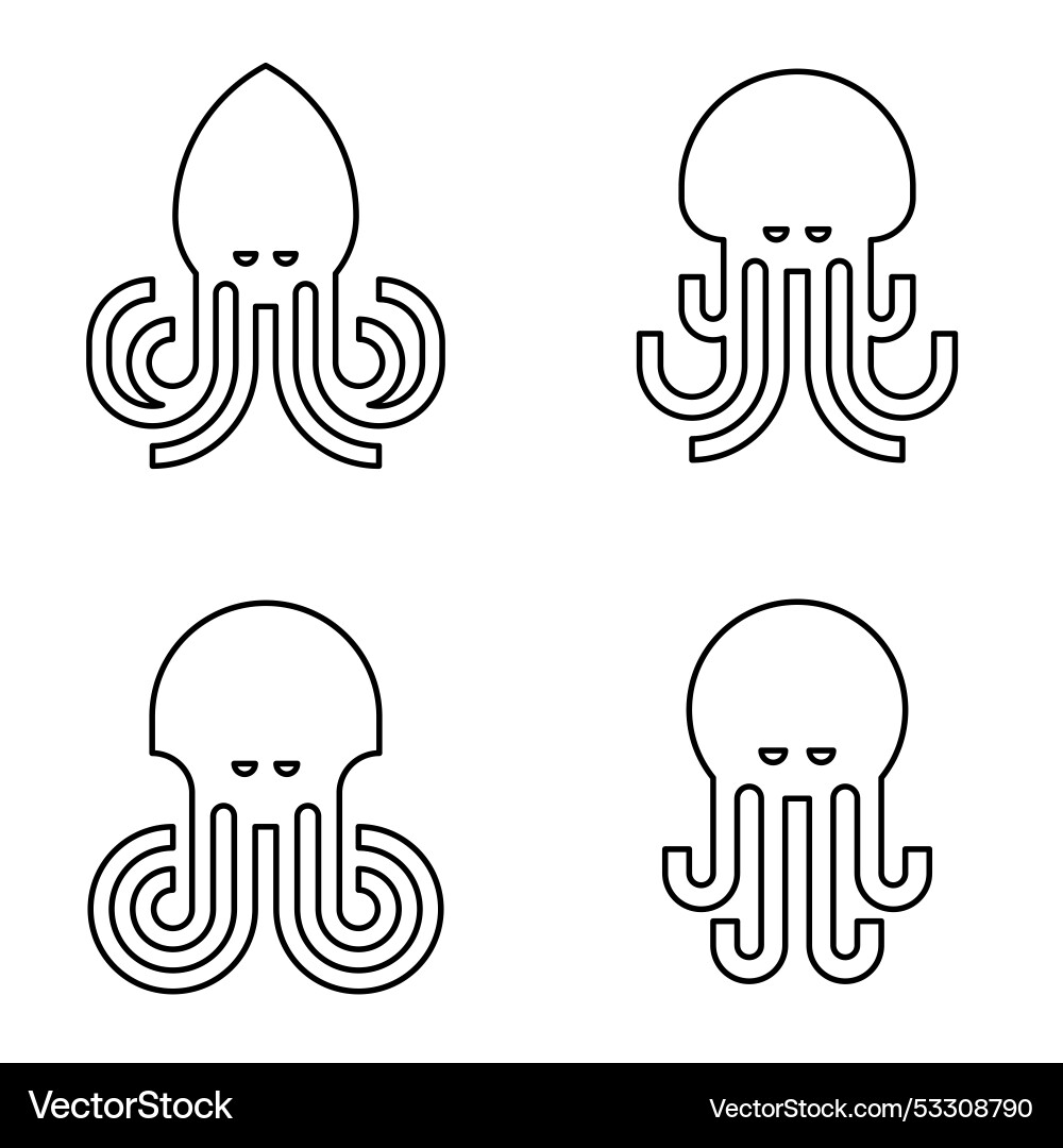 Set of octopus logo Royalty Free Vector Image - VectorStock