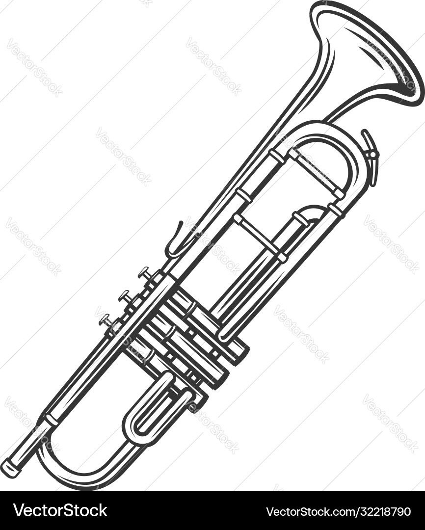 Trumpet outline icon Royalty Free Vector Image