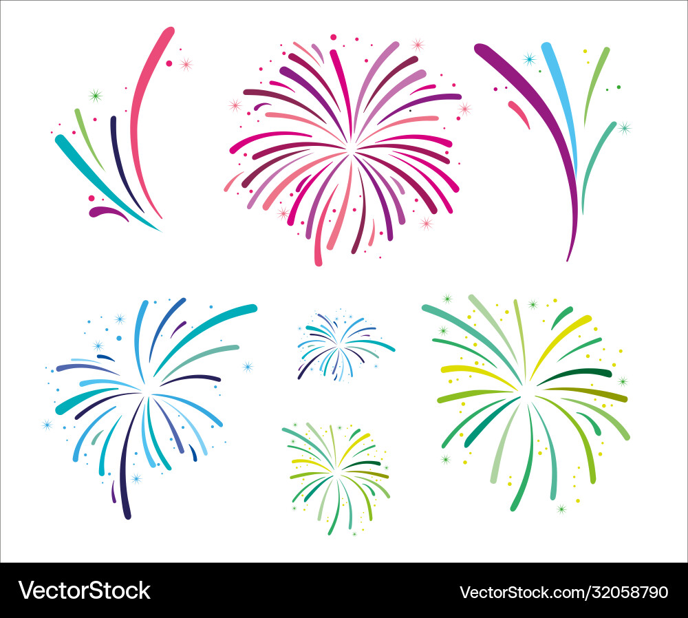 Variety firework set design Royalty Free Vector Image