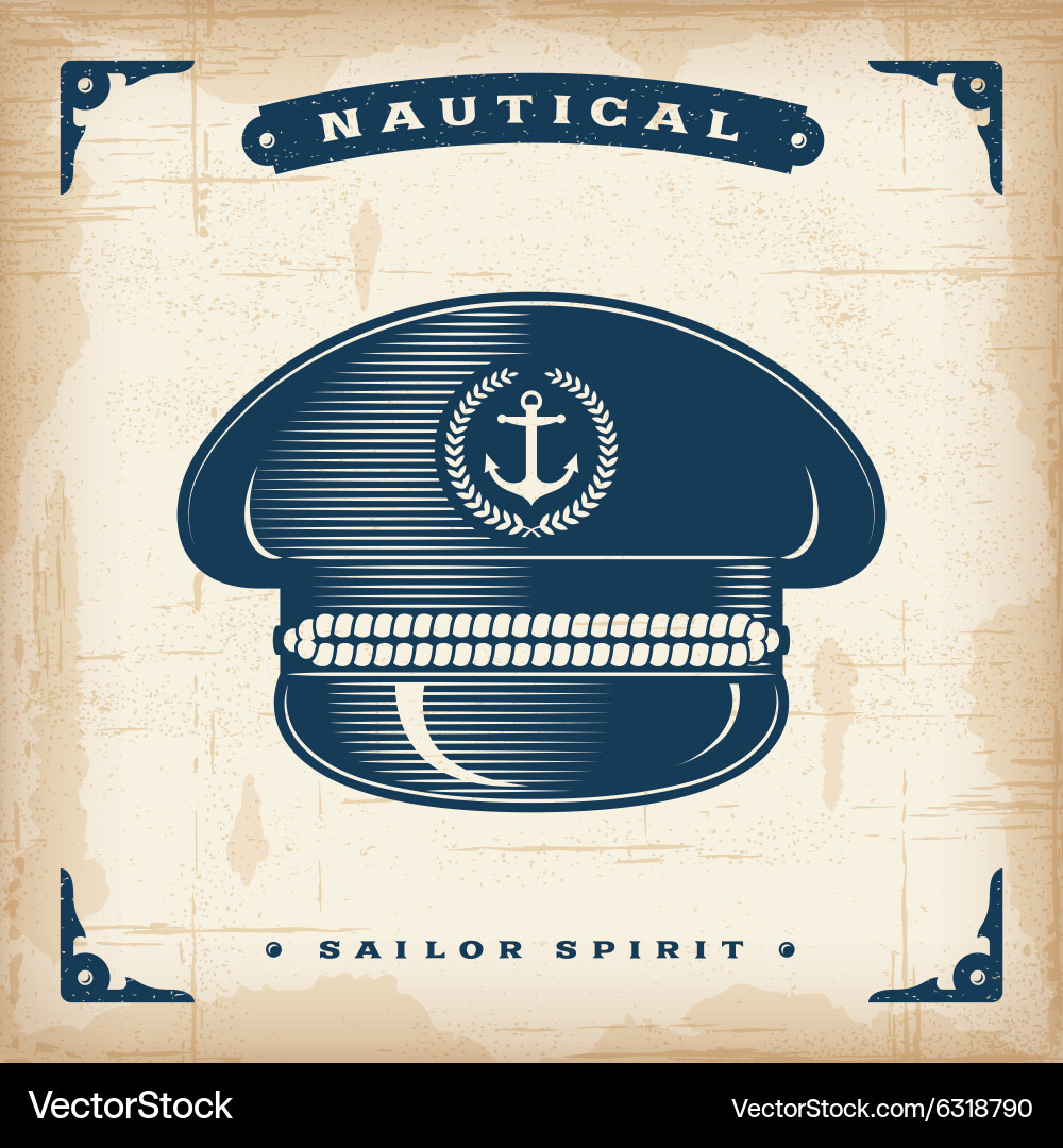 Vintage Nautical Captain Hat Royalty Free Vector Image