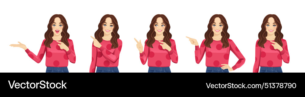 Young woman pointing Royalty Free Vector Image