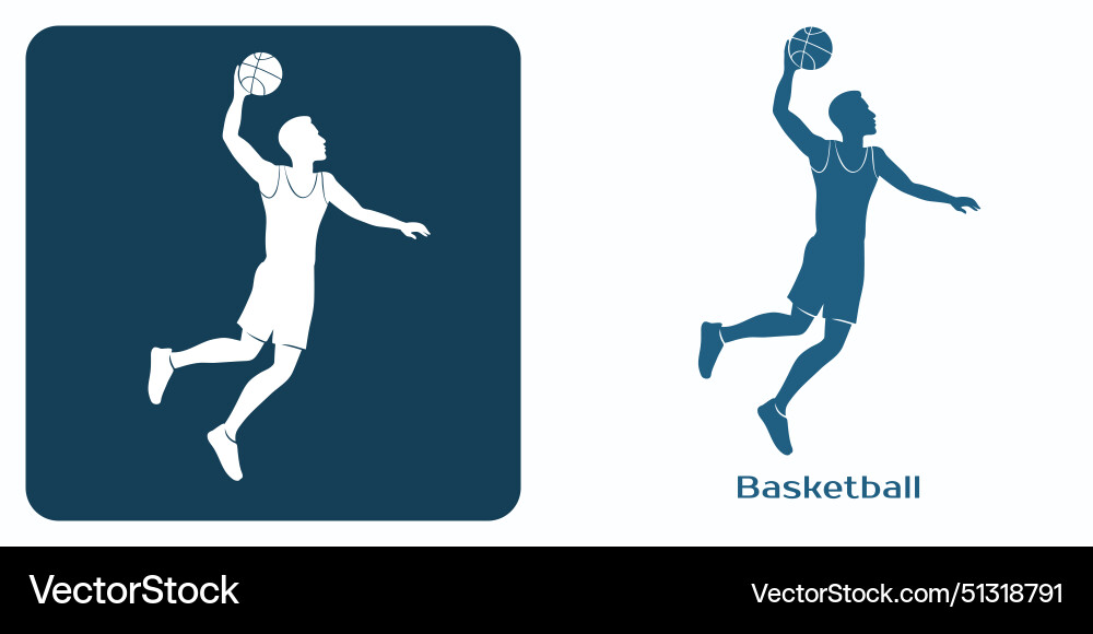 Basketball player attack emblem Royalty Free Vector Image