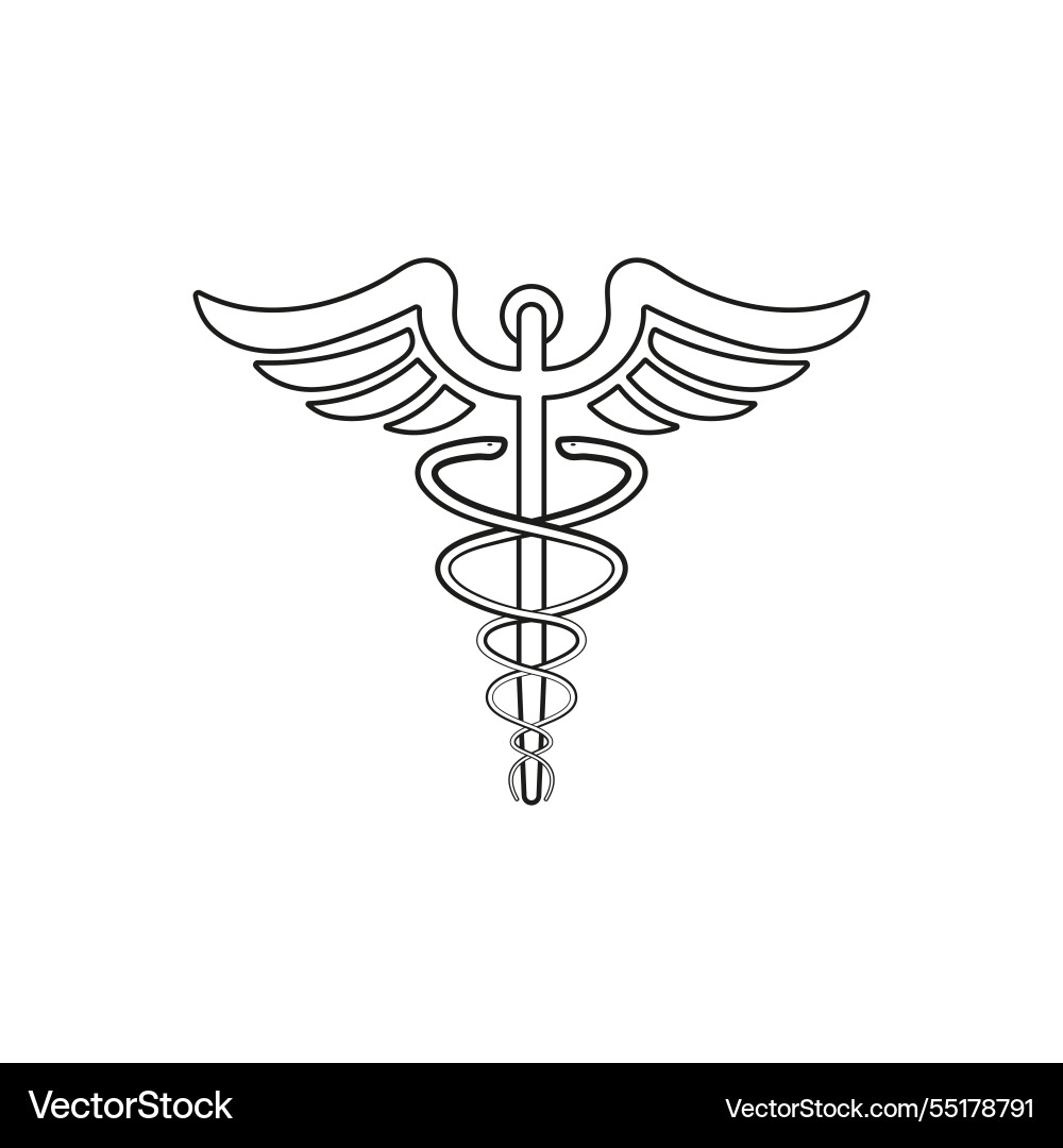 Caduceus medical symbol black creative outline Vector Image