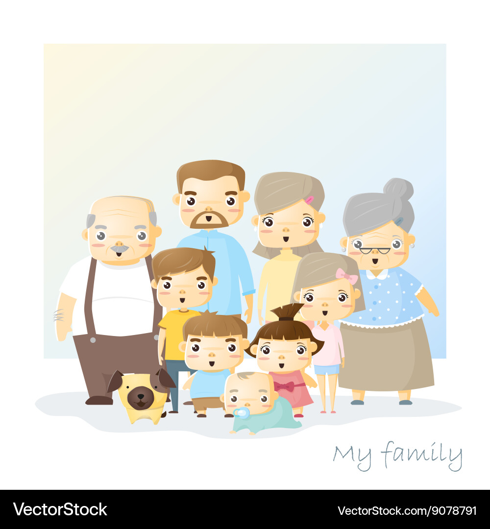 Cute family portrait big background Royalty Free Vector
