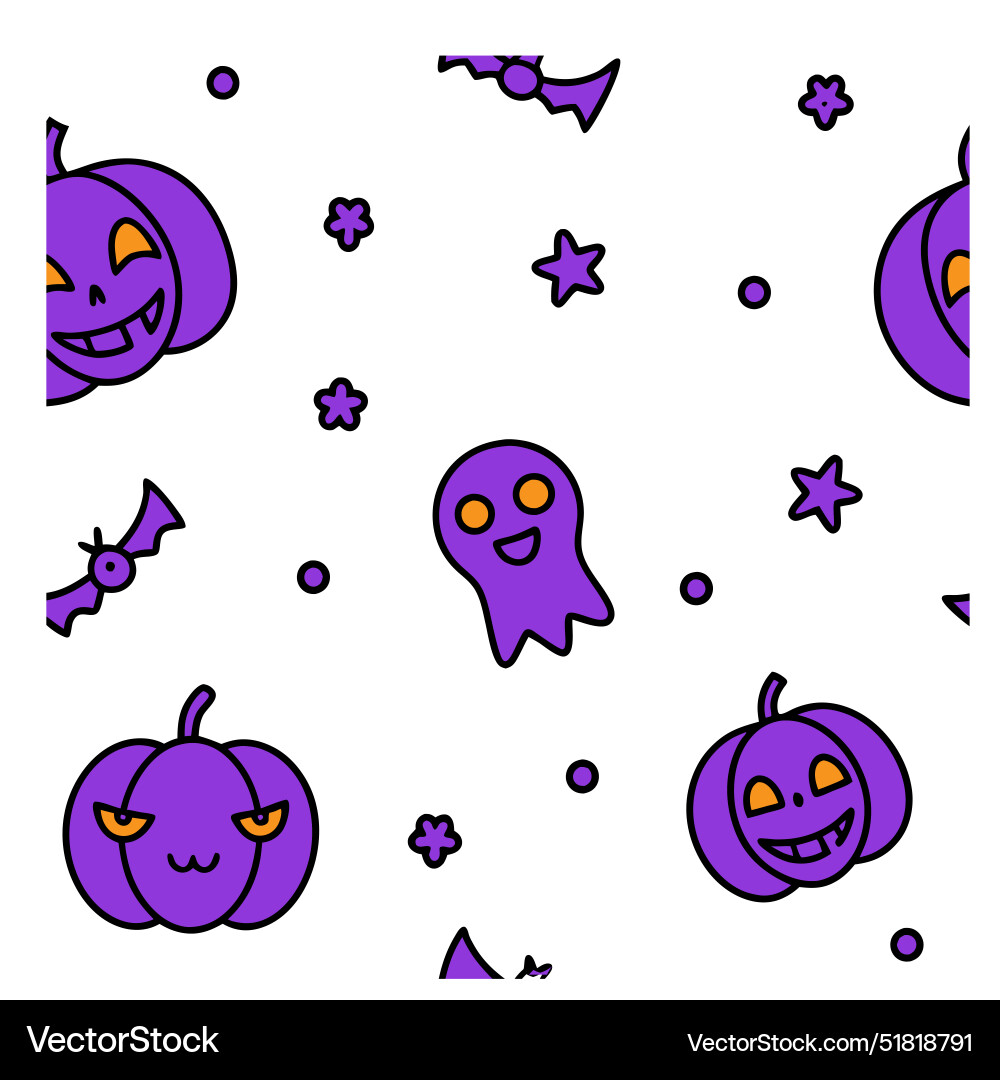 Halloween pattern 2024 boo ghost bat pumpkin Vector Image