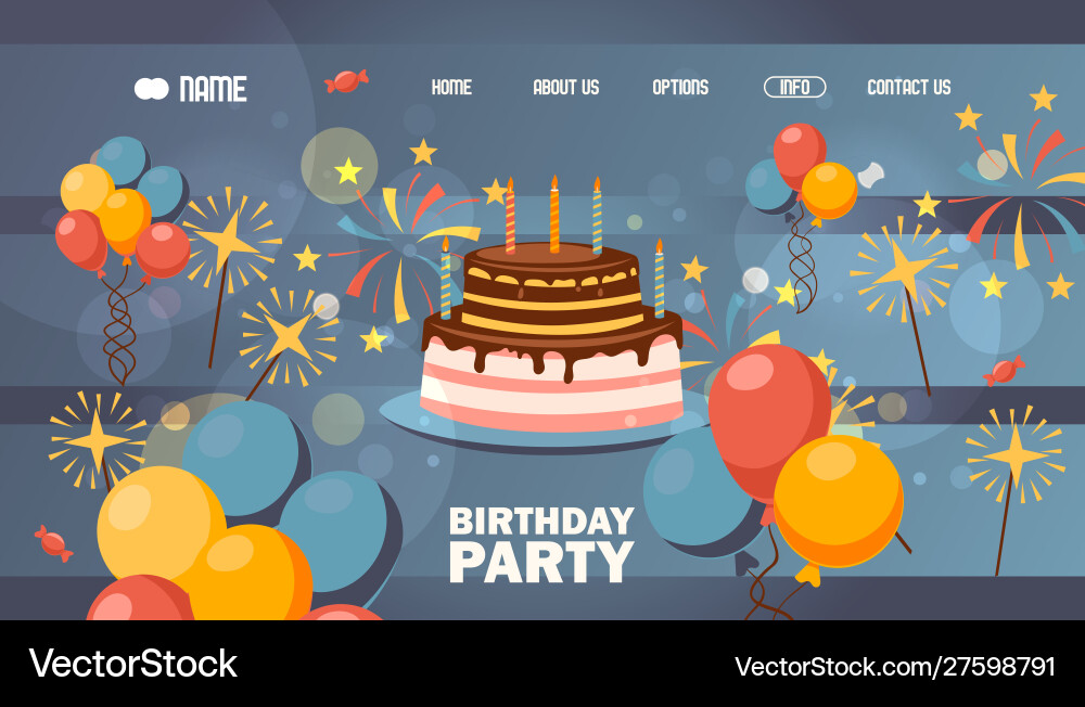 Happy birthday website page design Royalty Free Vector Image