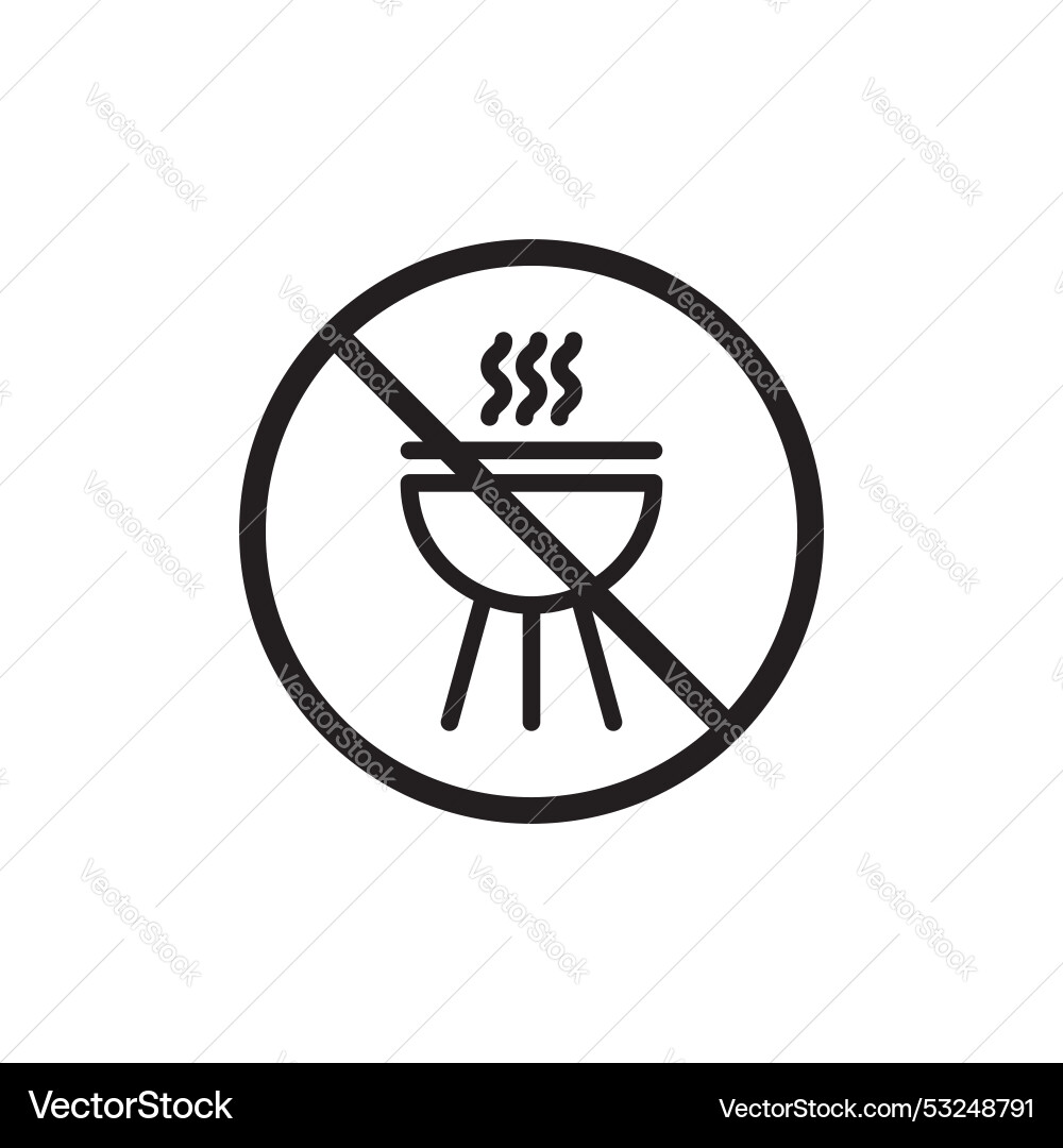 No grill sign icon set bbq cooking forbidden Vector Image