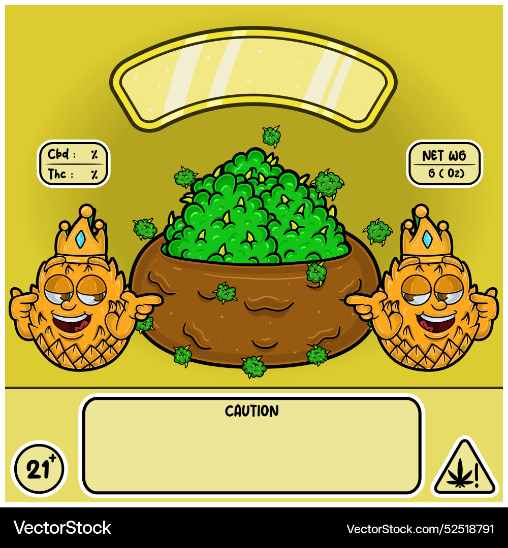 Pineapple strain with weedbud in cartoon style Vector Image