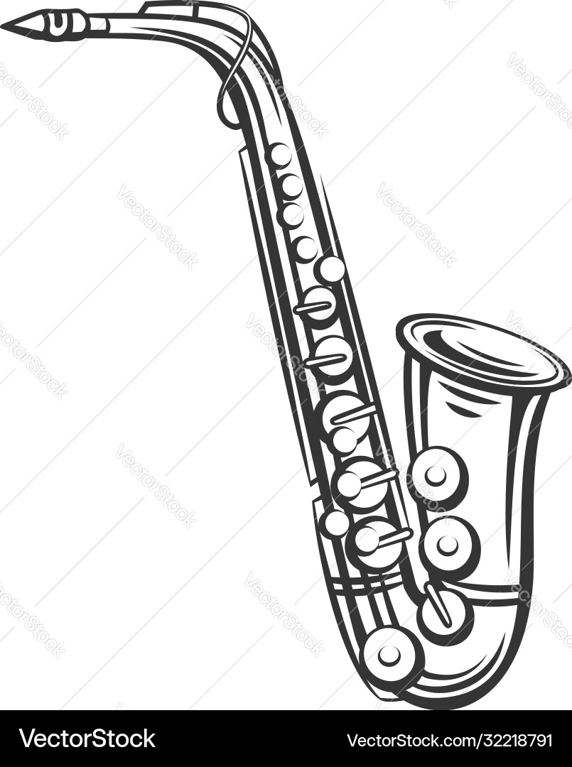 Saxophone Outline - Retro Music Icon Royalty Free Vector