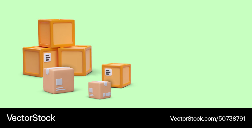 Stack of boxes different types plywood cargo Vector Image