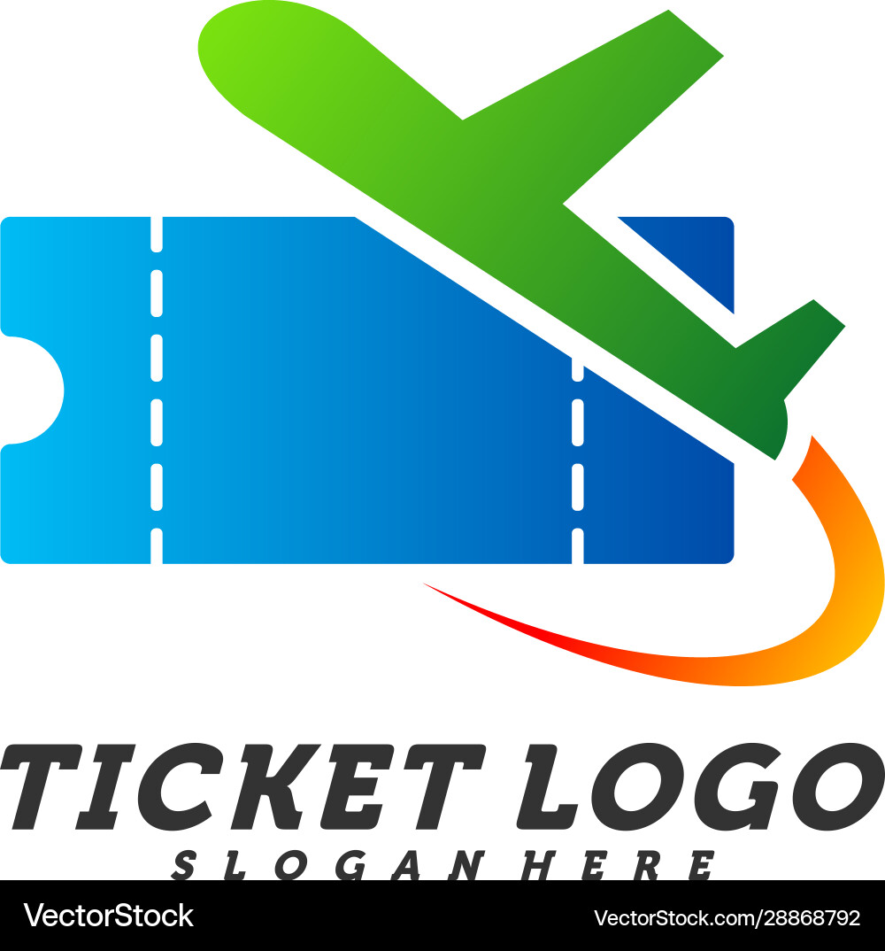 Airplane ticket logo design concept travel Vector Image
