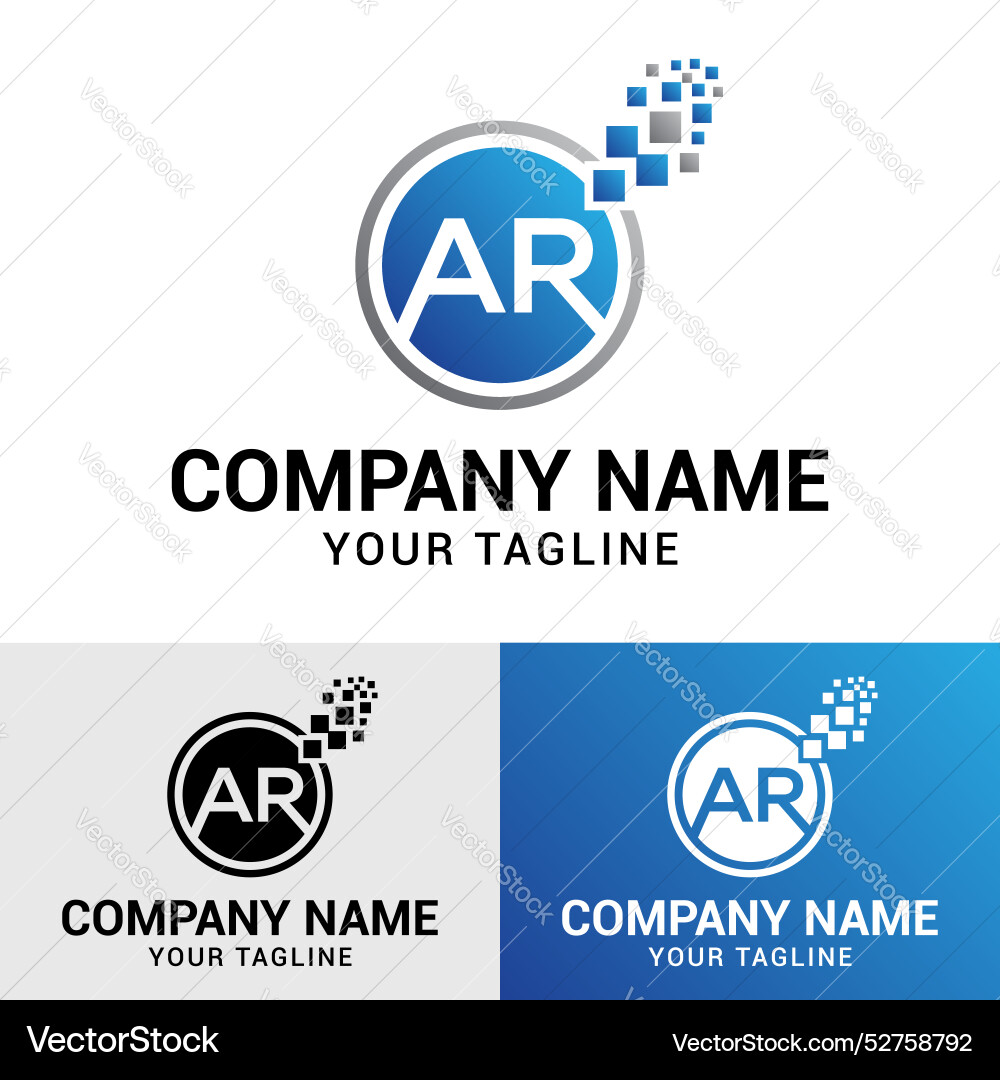 Ar letter tech company logo design Royalty Free Vector Image
