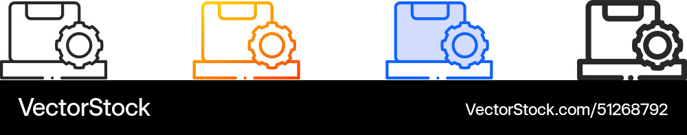 Box iconthin linear gradient blue stroke and bold Vector Image