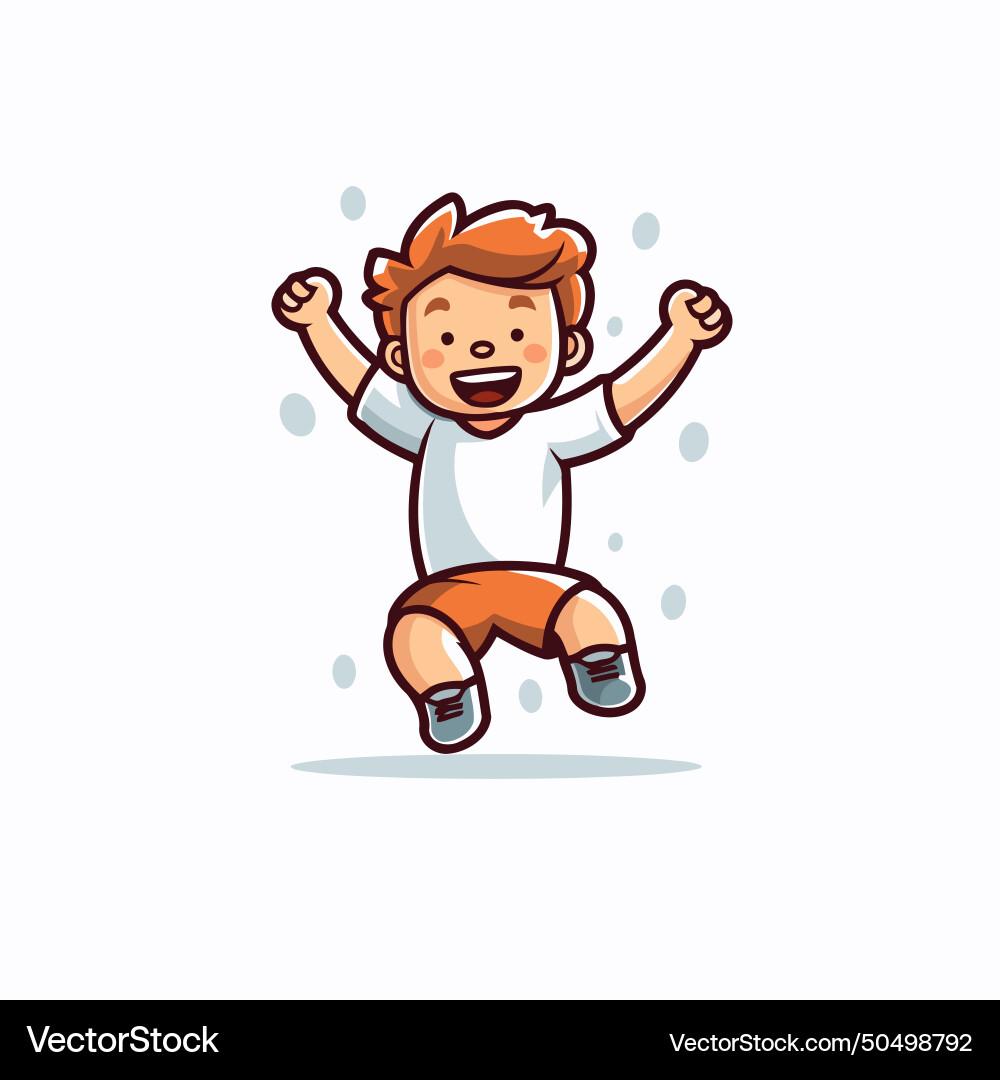 Cute happy boy jumping in cartoon comic style Vector Image