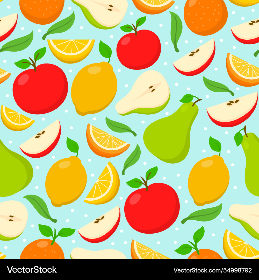 Halves of pears and citrus fruit seamless pattern Vector Image