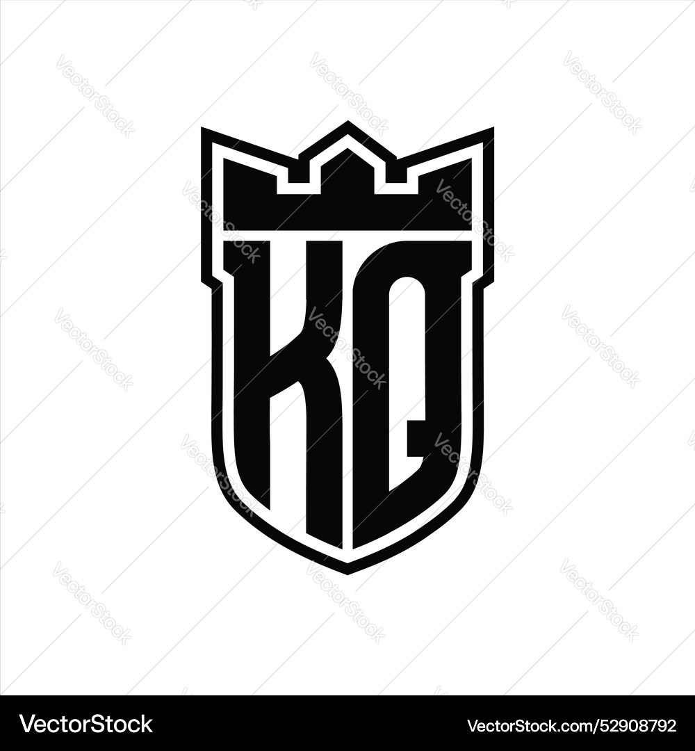 Kq logo shield shape with geometric crown inside Vector Image