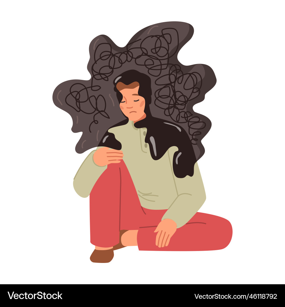 Overthinking and worrying person Royalty Free Vector Image